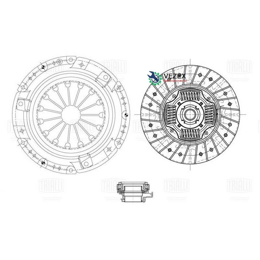 TRIALLI FR 0825 Сцепление в сборе для а/м Hyundai Starex H-1 (96-) 2.5D (с мех. муфт) (FR 0825)
