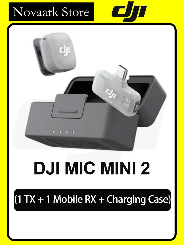DJI Микрофон для подкастов DJI Mic Mini 2 (1 TX + 1 Mobile RX + Charging Case), серый