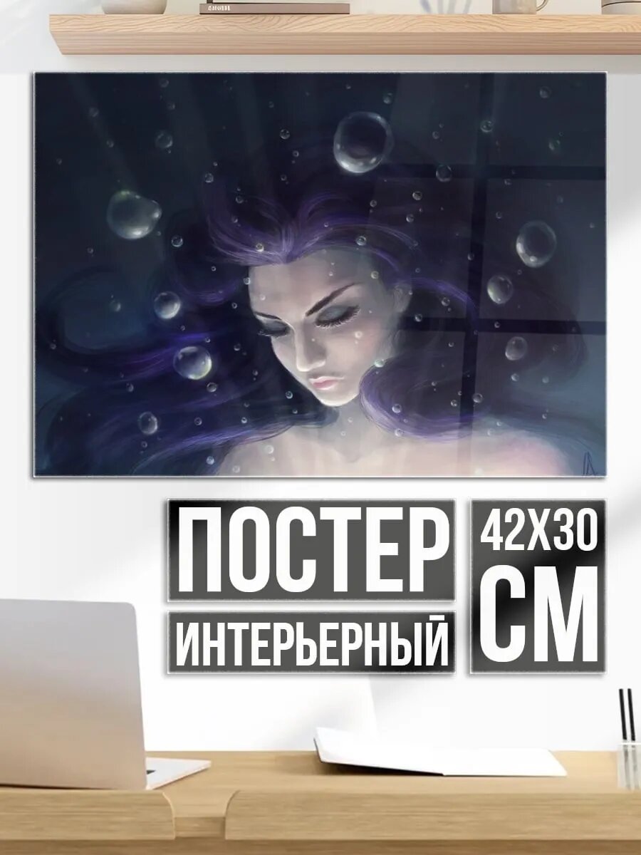 Плакат постер Девушка под водой