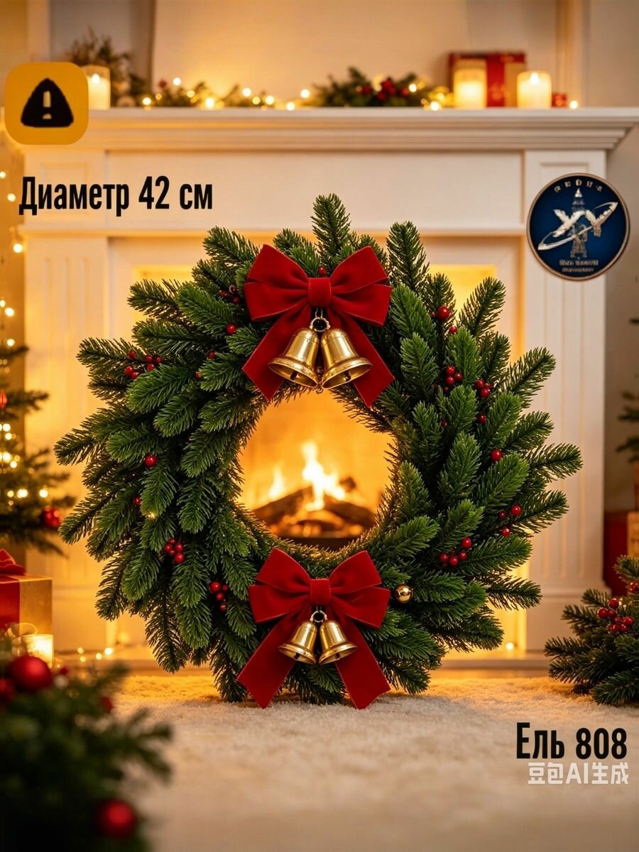 Венок диаметр 42 см, 1 шт круглый