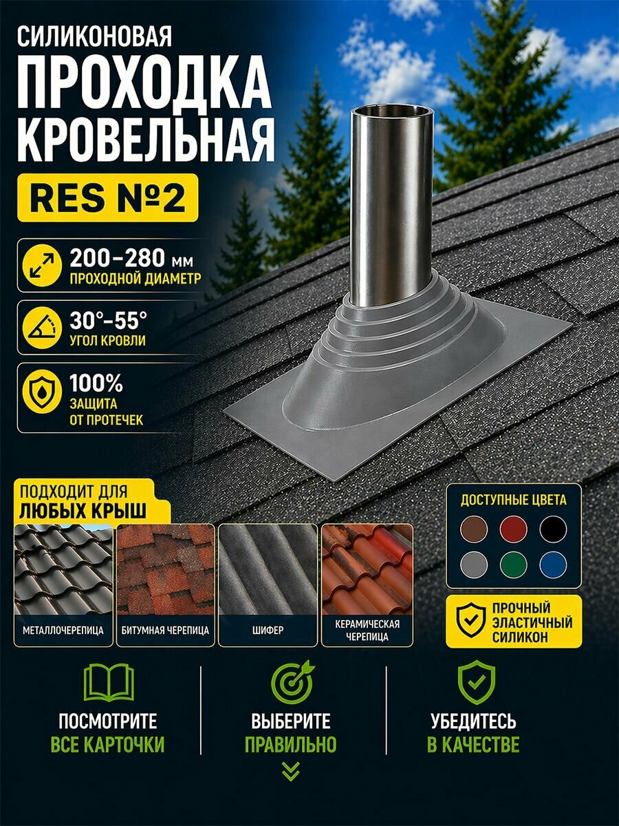 Уплотнитель кровельный силиконовый RES №2 (197-280) серый