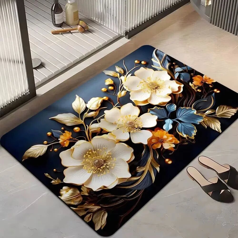 Коврик для туалета 60x90 см, искусственный латекс, силикон, рисунок растения, 3D эффект, Китай