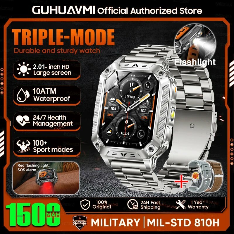 Взрывозащищённые умные часы Military 100 дней работы Silver Steel 2A