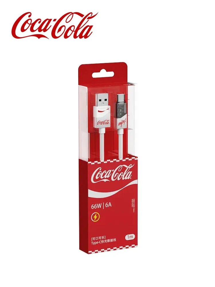 Coca-Cola Кабель для мобильных устройств USB Type-A/USB Type-C, 1 м, белый