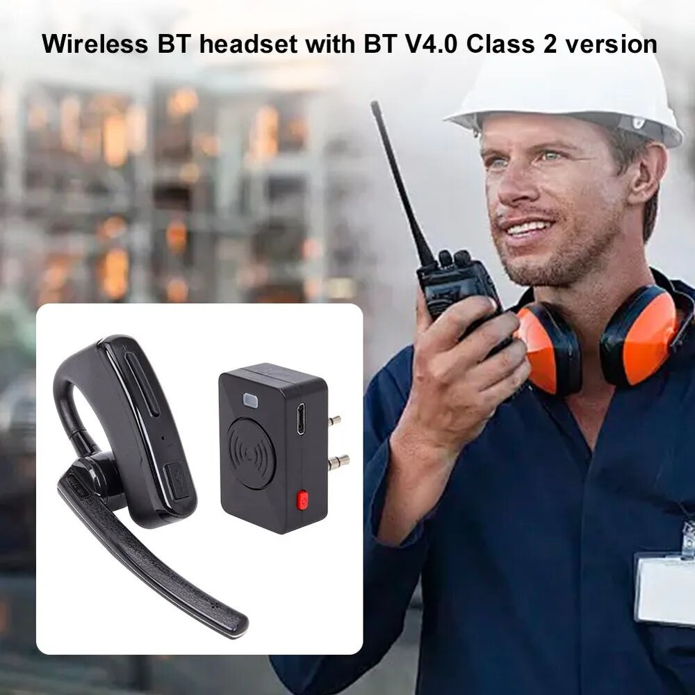 Наушники Bluetooth-гарнитура с функцией PTT для раций Baofeng UV-5R UV-82 Motorola P8668 GP328D, черный — фото 1