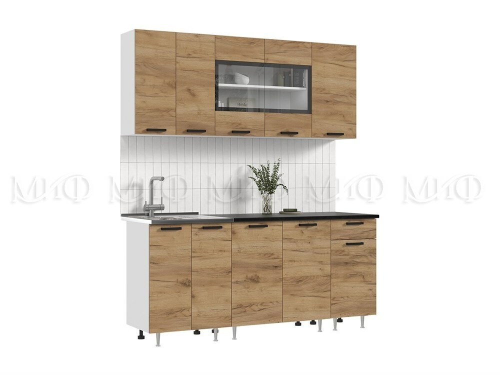 МИФ Кухня Рио NEW Дуб Крафт Столешница Антарес 1800 1800 Дуб Крафт