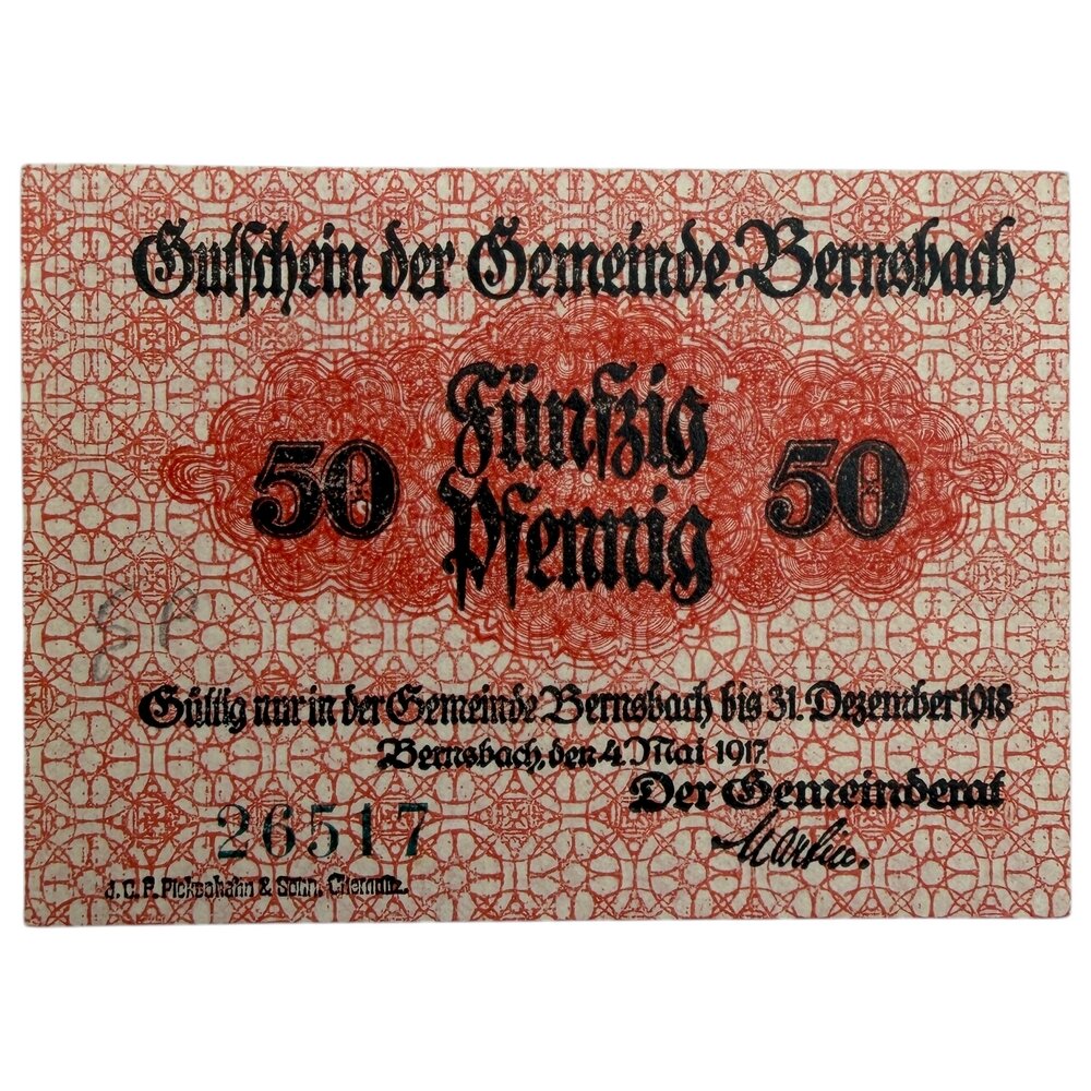 Германия (Германская империя) Бернсбах 50 пфеннигов 1917 г.