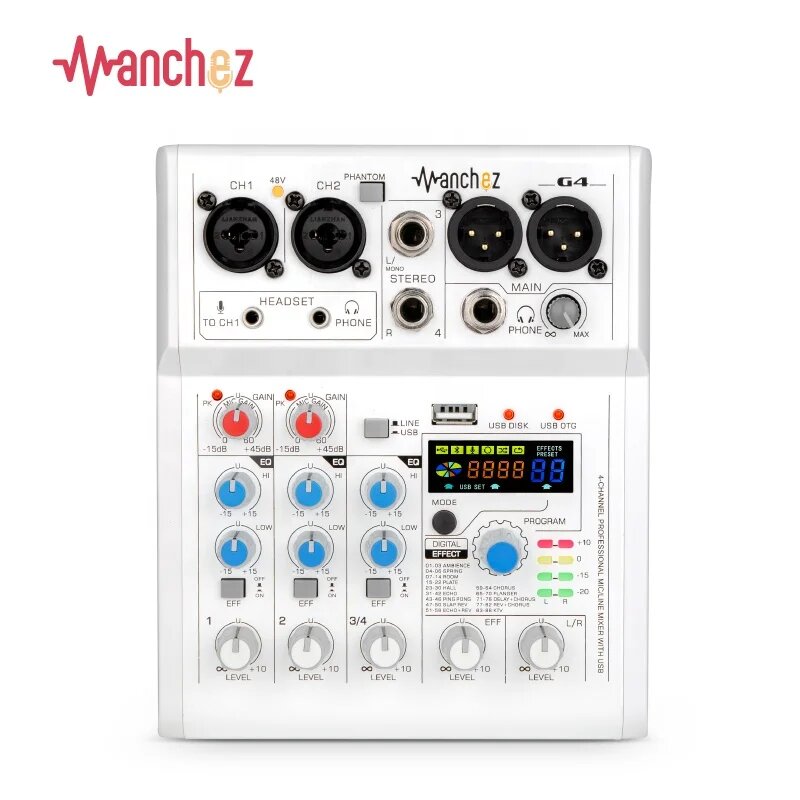 LEEDOAR Manchez G4 Mini 4-канальный микшер белый