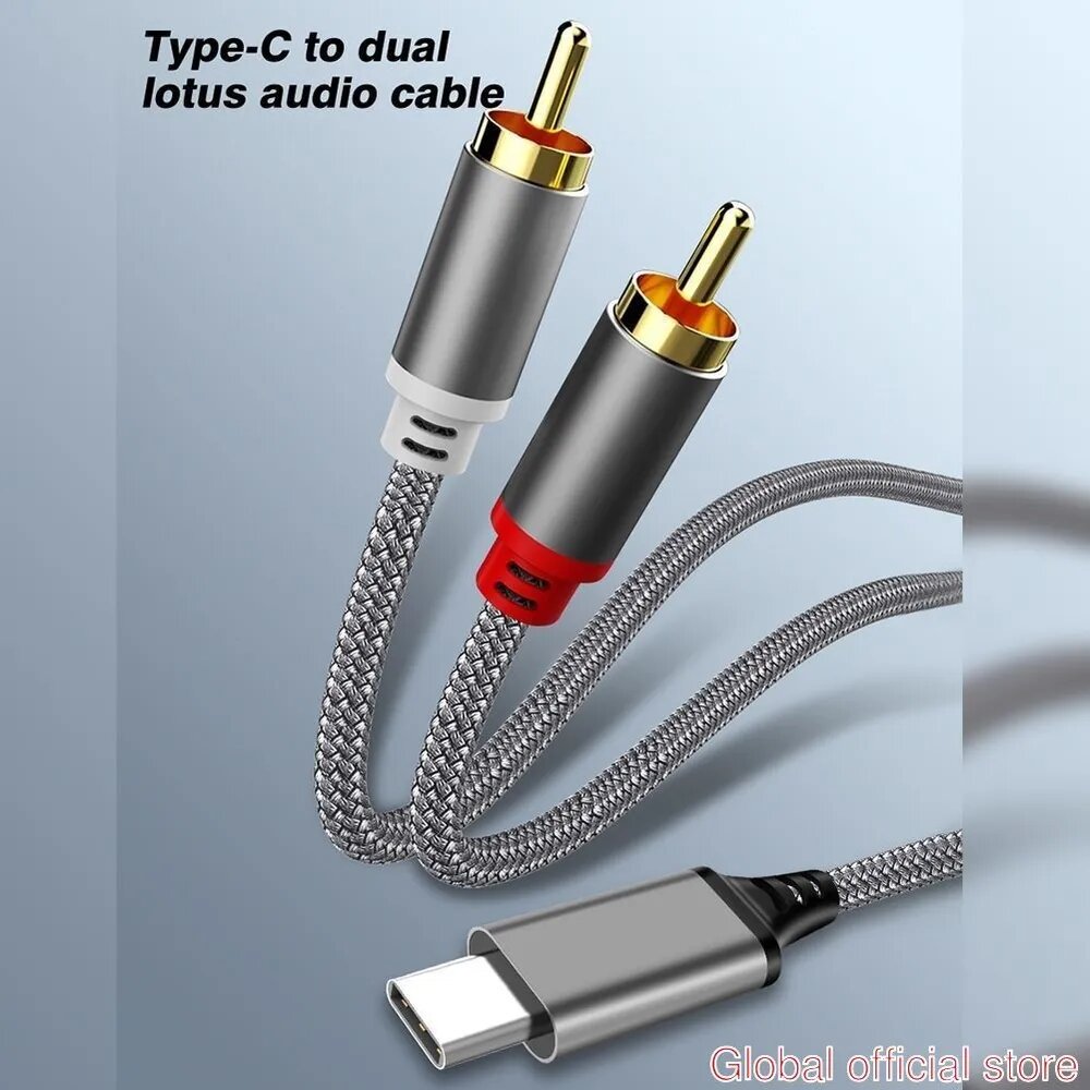 Аудиокабель USB Type-C/RCA, 3 м, серый — фото 1
