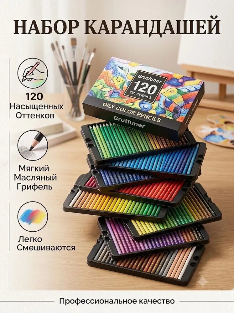 Набор масляных карандашей Brutfuner, 120 шт, профессиональное качество