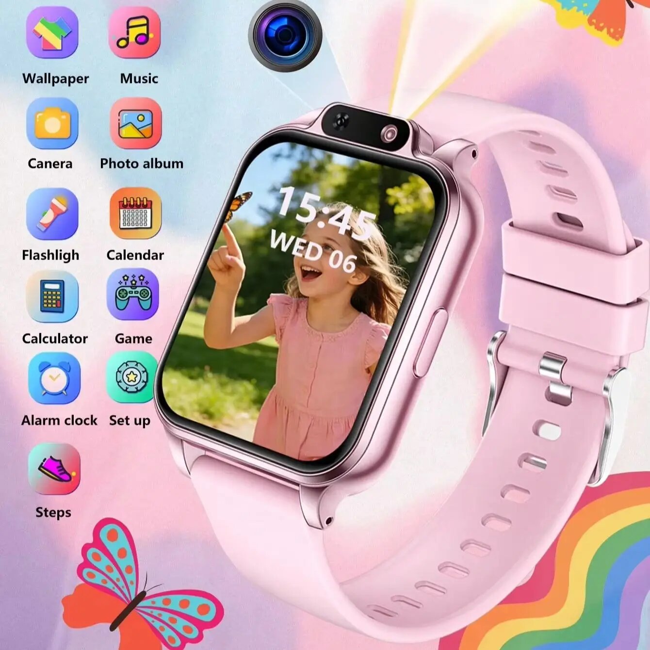 Детские умные часы розовые T12-pink