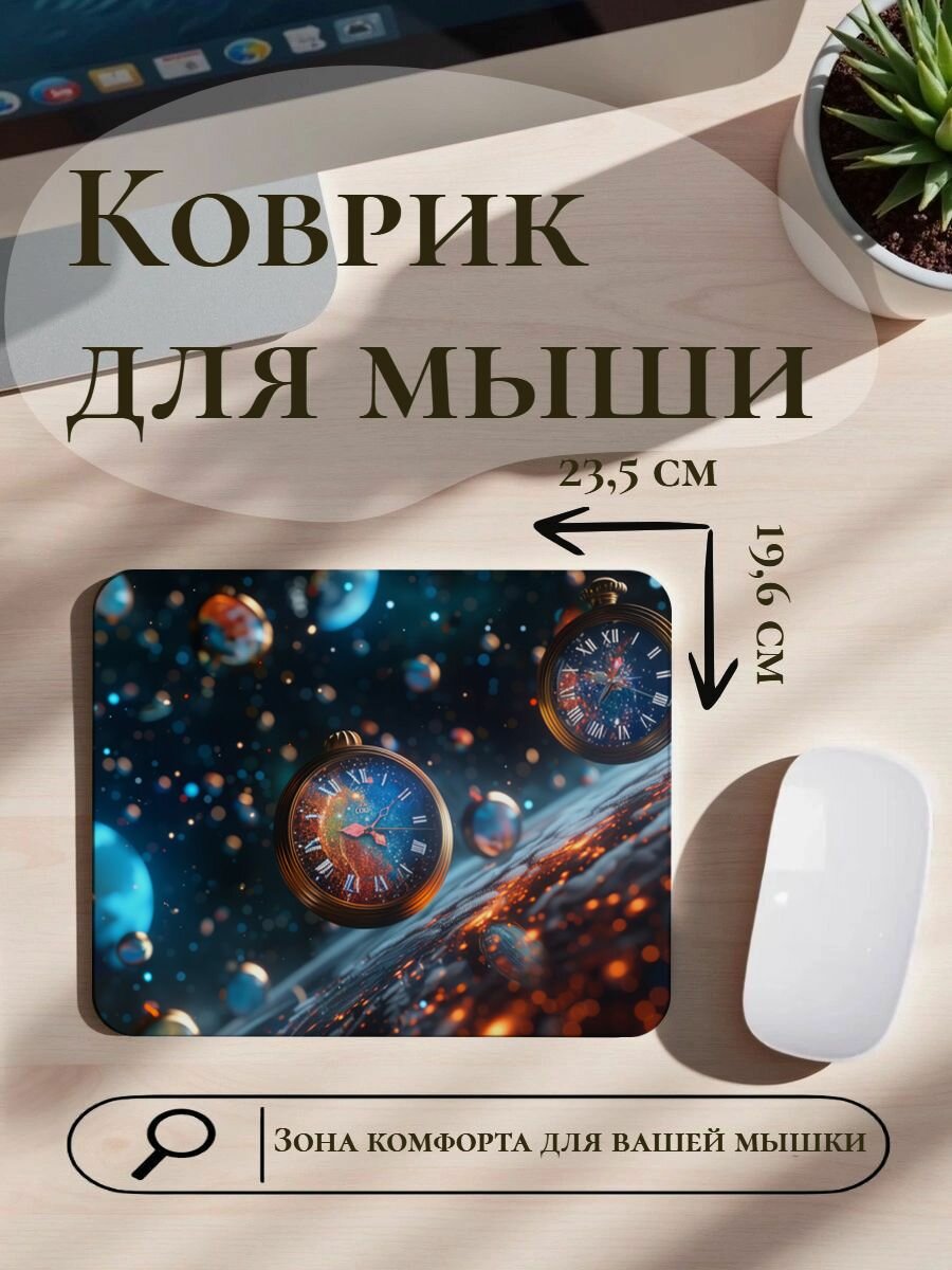 Коврик для мыши часы в космической галактике