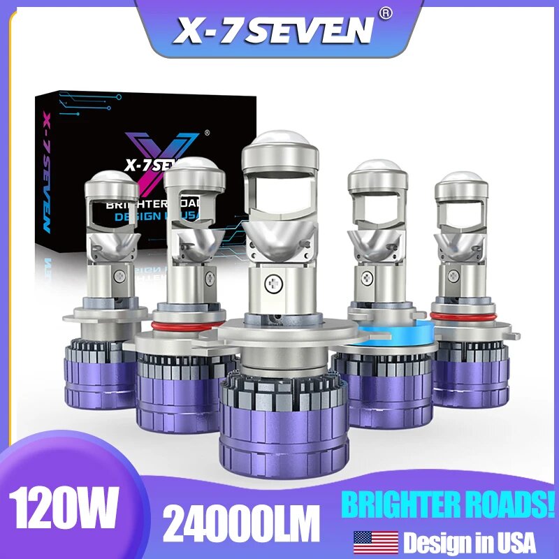 X-7SEVEN X-LUMINO PRO 120W 24000LM 6500K CANBUS H4 H7 H11 9005 9006 2pc-Left-Hand Drive, H7