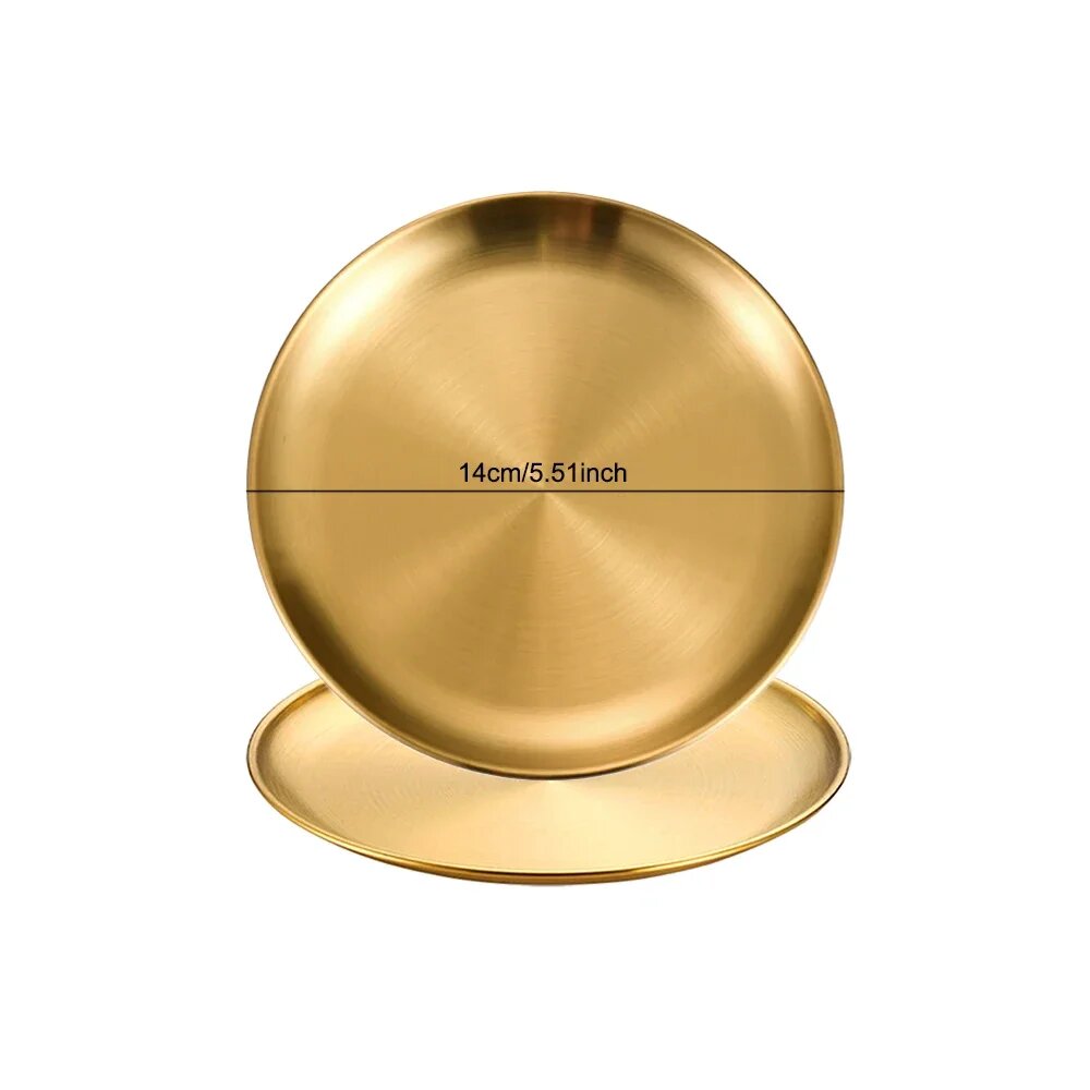 Набор из 2-х золотых тарелок из нержавеющей стали 2Pcs Gold 14cm