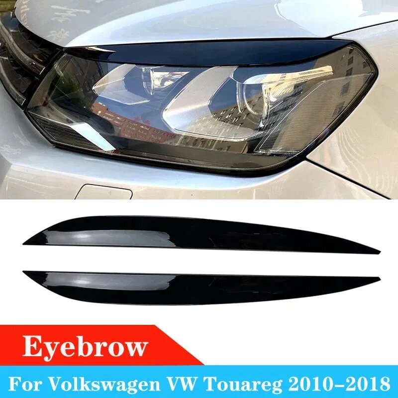 Накладка на автомобиль на фары, 2 шт, Черный ABS пластик для Volkswagen VW Touareg 2010-2018