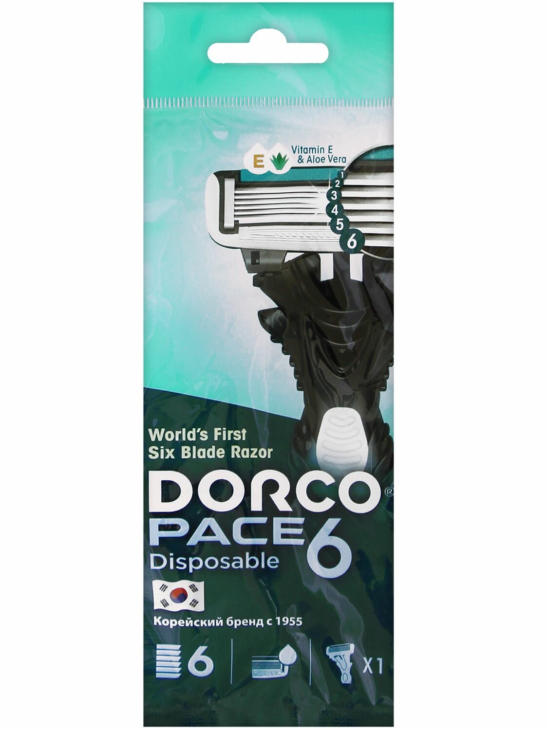 Dorco Pace6 Одноразовые бритвы (1 станок), 6 лезвий