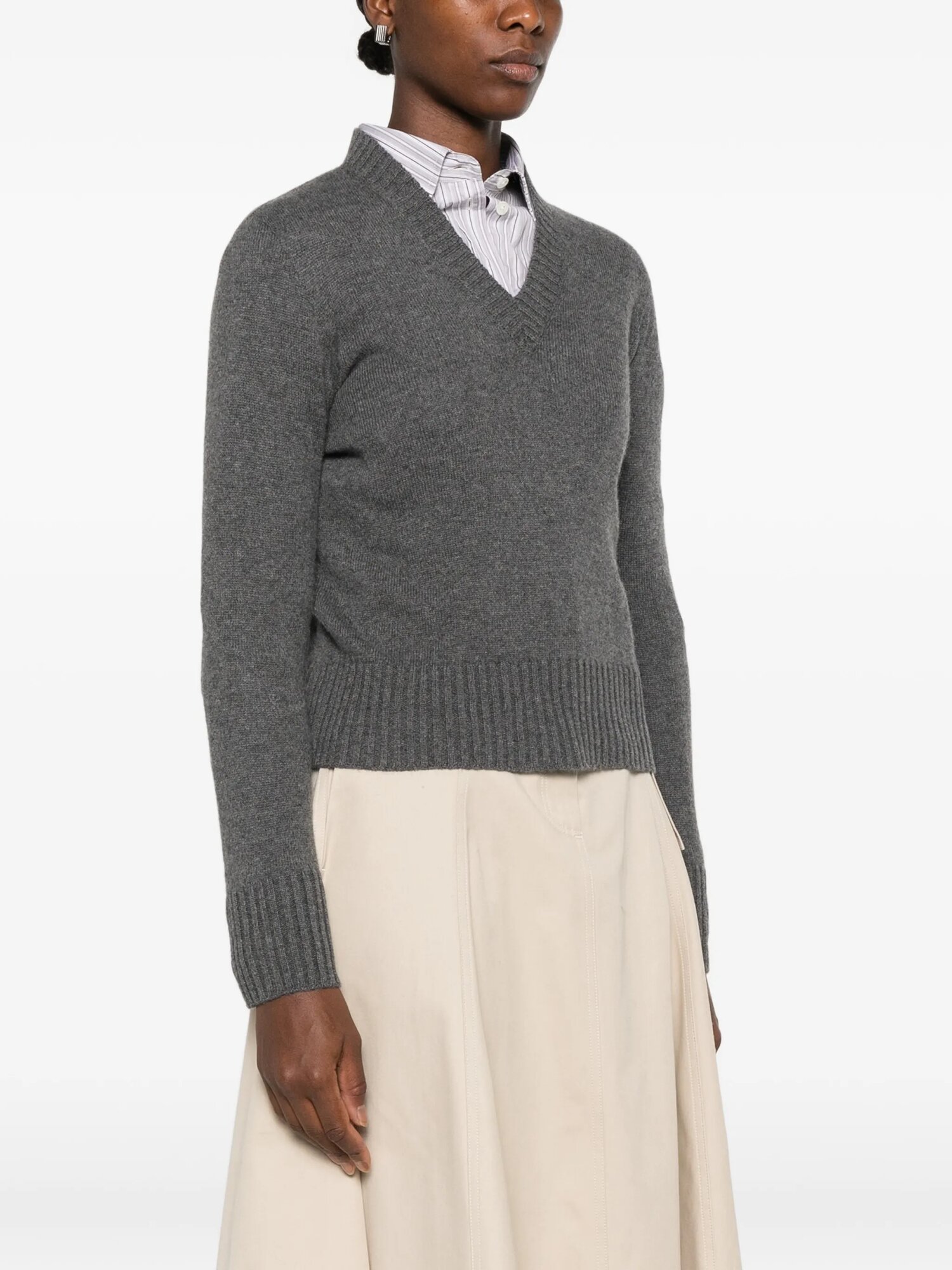 Свитер ARAGONA V-neck ribbed-trim sweater, размер 44 — фото 1