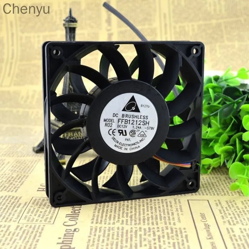 Промышленный вентилятор Delta FFB1212SH 120x120x38mm 12V мощный вентилятор высокие обороты большой поток воздуха для охлаждающего оборудования
