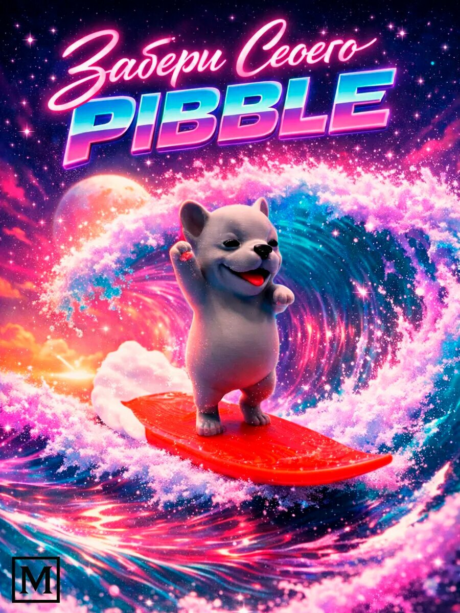 Собачка-сёрфер PIBBLE мем из тик ток тренд 2026 — фото 1