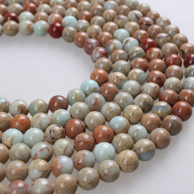 Бусины ShouShan из натурального камня змеиная кожа 4-12 мм 6mm around 61beads
