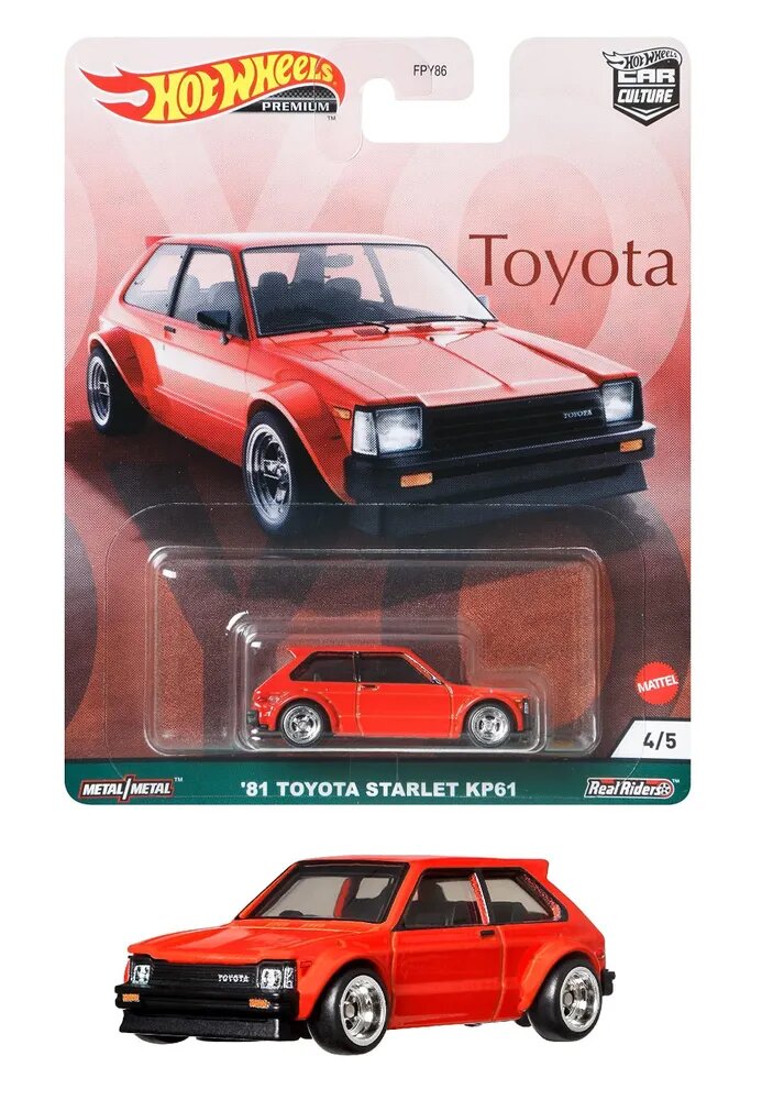 Машинка коллекционная Mattel Hot Wheels Premium Car Culture: FPY86 81 TOYOTA STARLET KP61