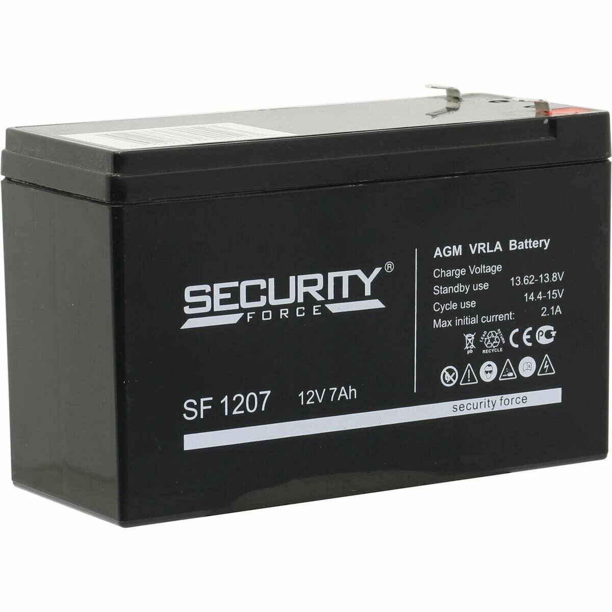 Аккумулятор Security Force SF1207, 12V, 7Ah, герметичный, AGM, необслуживаемый