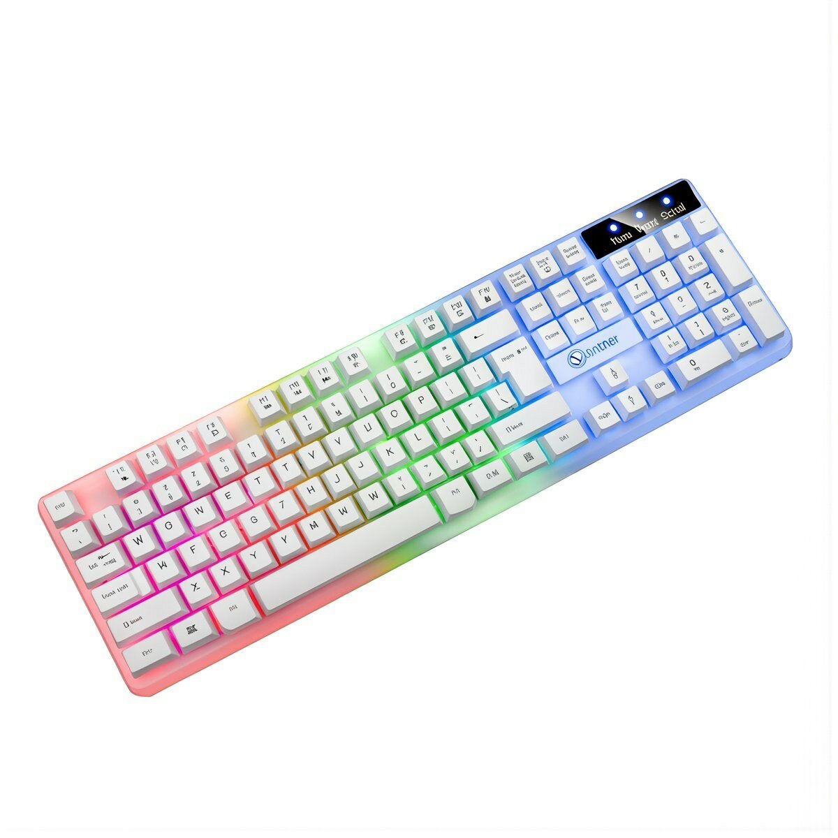 Клавиатура мышь игровой набор подвесные клавиши цветная RGB подсветка имитация механической тактильности проводное подключение черный цвет для домашнего ПК, GTX35 белый светодиодная отдельная клавиату