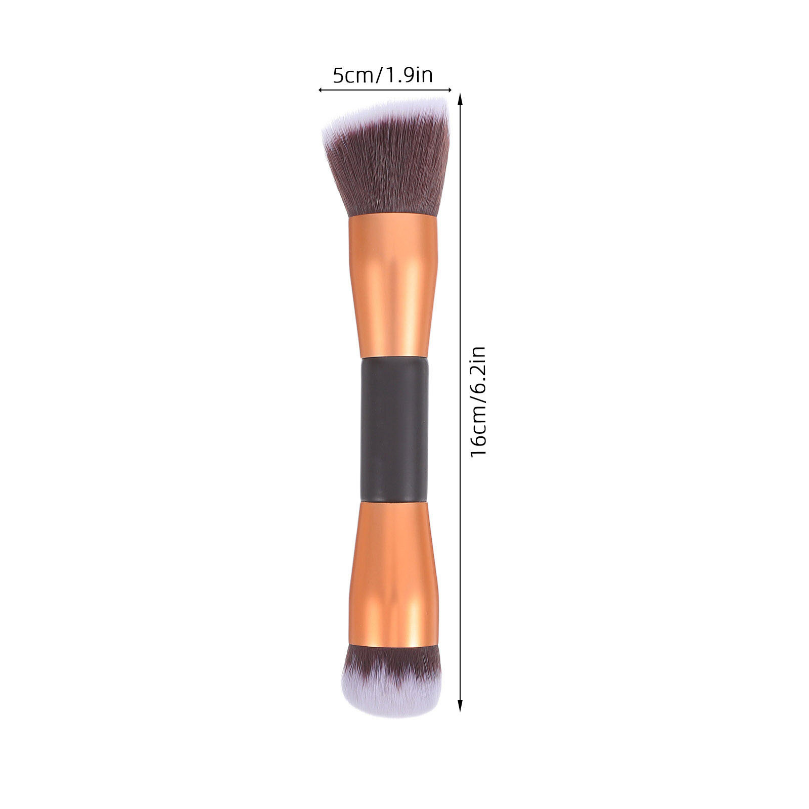 Кисть для макияжа двойная портативная, розовое золото, 16x5x5 см