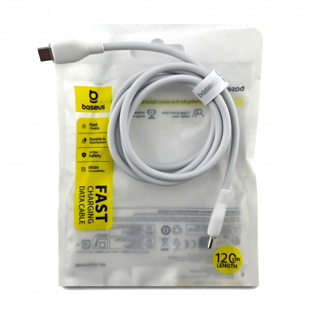 Кабель Type-C - Type-C Baseus Pudding, 100W PD, 5A, 1.2м, белый