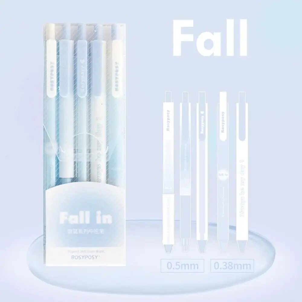 Гелевые ручки набор Fall 5 шт. синий, 0.5mm, 0.38mm