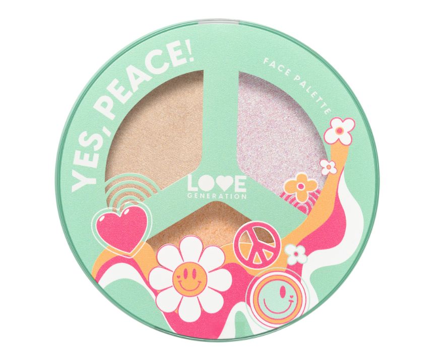 Love Generation Палетка для контуринга Yes, Peace, тон 04 Золотой, голубой, персиковый//