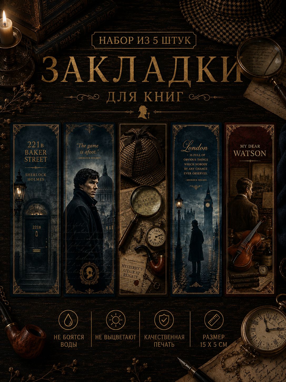 Набор ламинированных закладок Шерлок Холмс