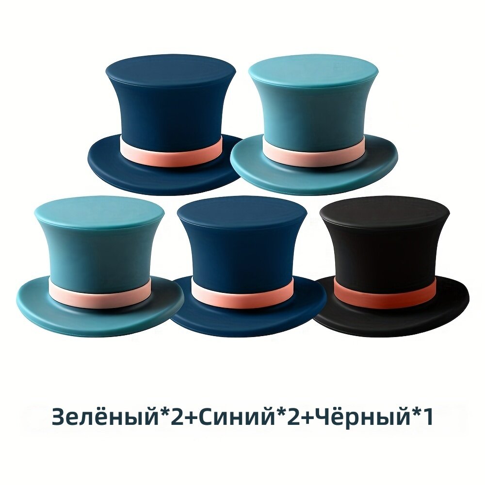 Комплект из 5 силиконовых пробок для винных бутылок, многоразовые декоративные заглушки, цвета: зеленый, синий, черный