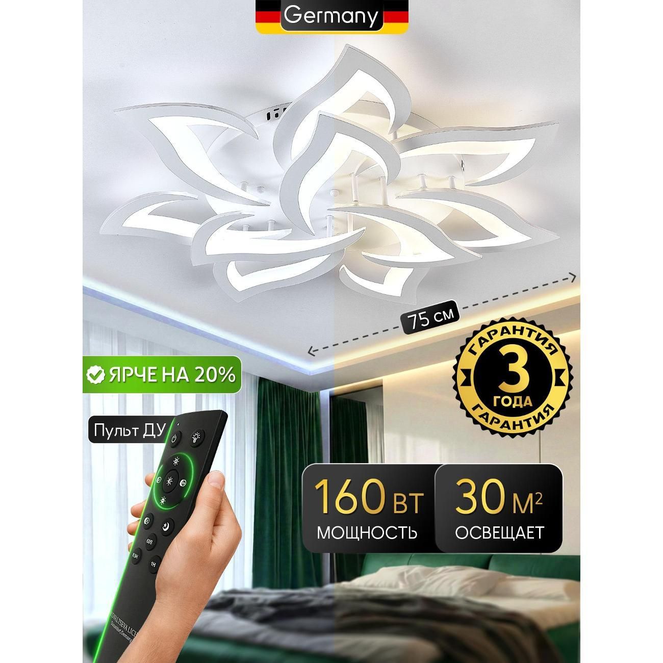 Светодиодный светильник люстра 160W, белый, LED