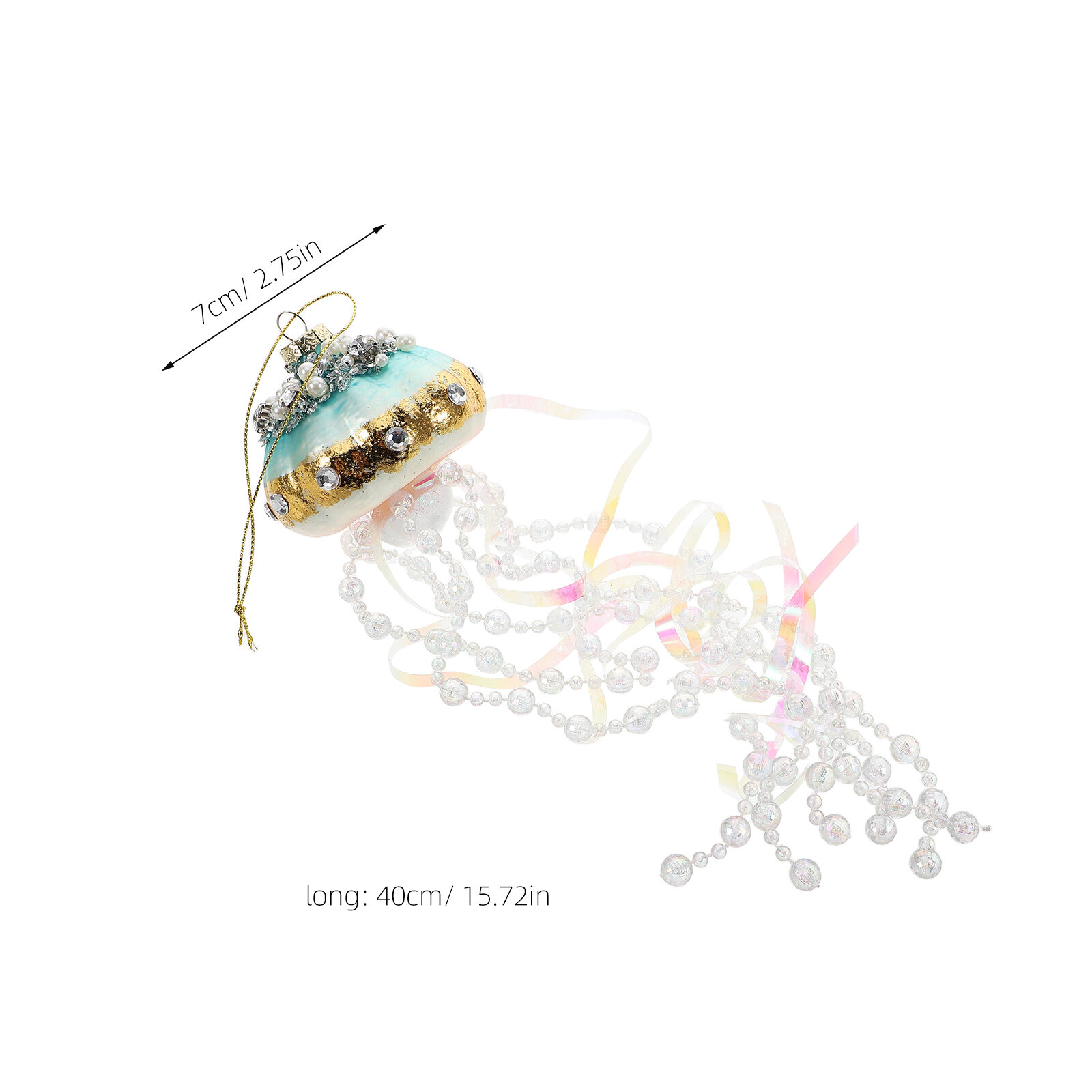 Стеклянная подвеска медуза синяя для морского декора и праздничного оформления