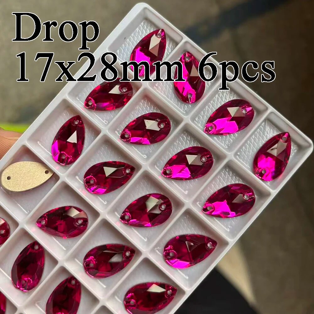PUBRILEX Стразы хрустальные Drop 17x28mm 6pcs