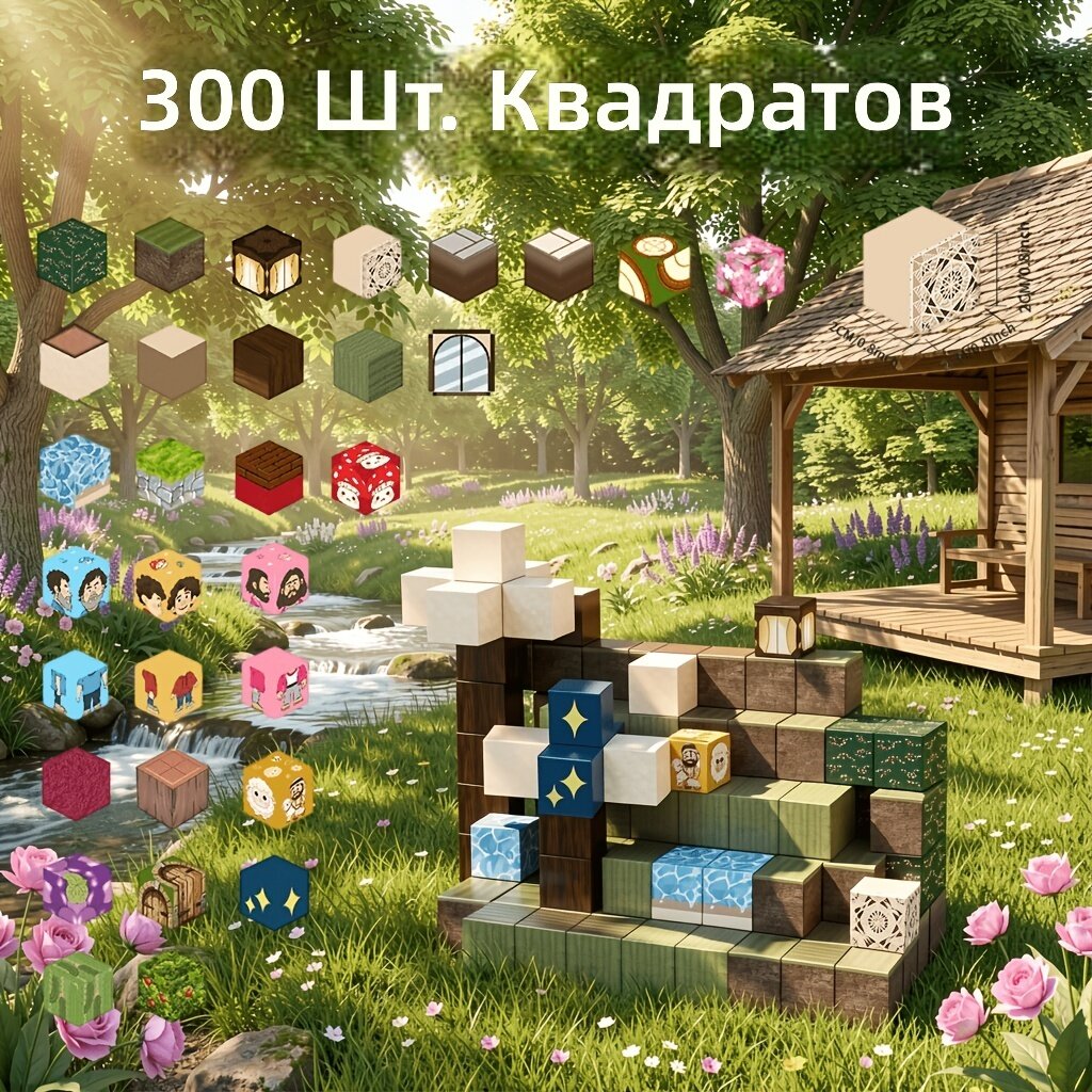 Конструктор строительный 3D куб из 300 деталей, набор разноцветных блоков для сборки, возраст от 3 лет