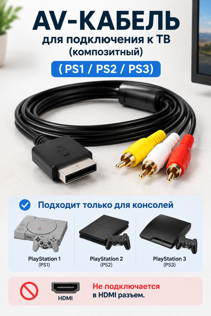 AV-кабель для подключения к ТВ (композитный) (PS1 / PS2 / PS3)