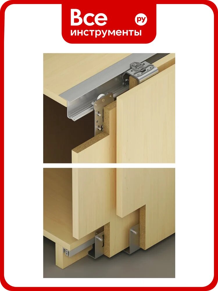 Комплект фурнитуры Hafele Slido F-Line41 35A 3 двери, нижний профиль под крышку 402.36.003