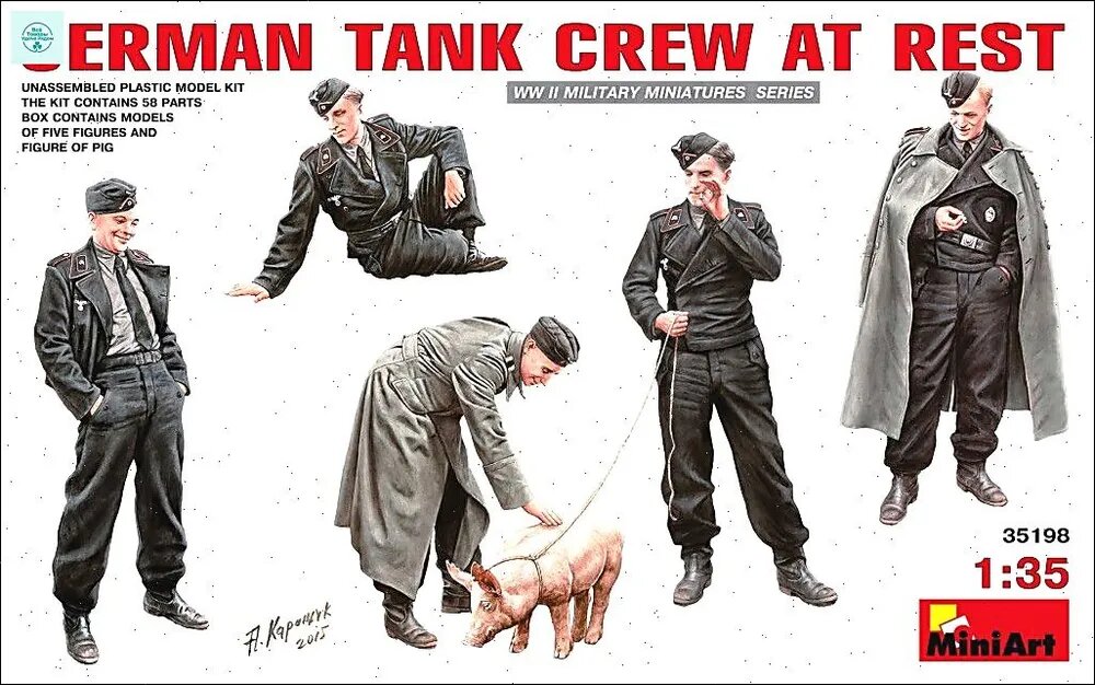 Собранная кукла MiniArt 1/35 Немецкий танк-участник группы в состоянии покоя 35198