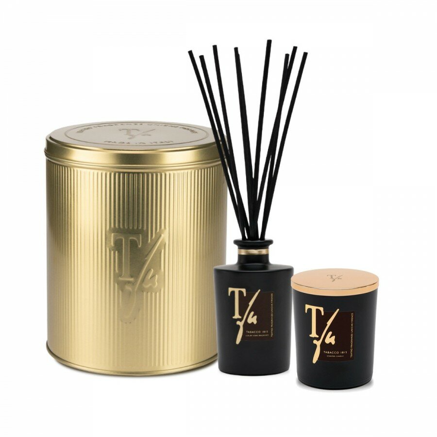Подарочный набор в золотой коробке ORO Luxury collection золото Teatro Fragranze Uniche, диффузор и ароматическая свеча, 250 мл + 180 г