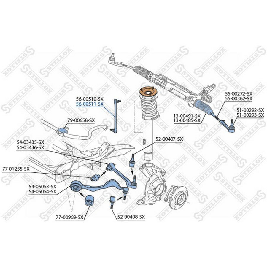 Тяга стабилизатора BMW 1 (E81/E87)/3 (E90/E91) 05- перед. прав. STELLOX 5600511SX
