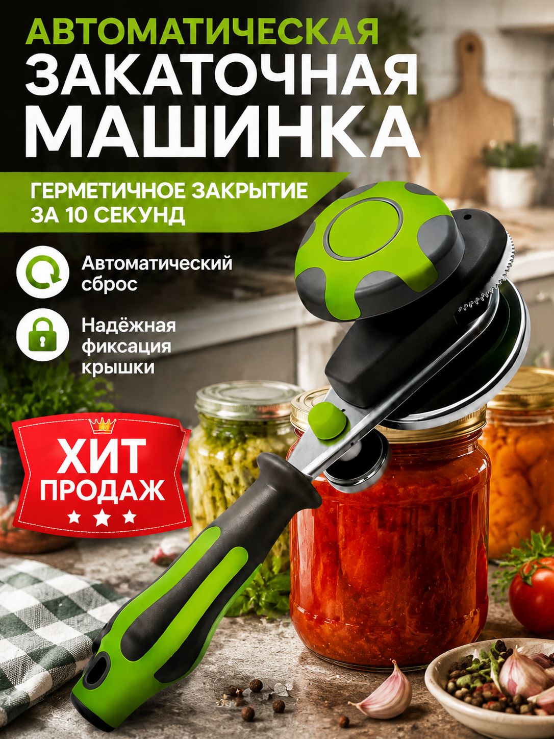 Закаточная машинка для банок автомат "Виктория" щелчок, для домашнего консервирования