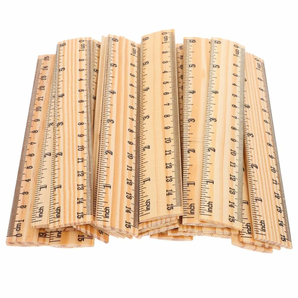 Измерительная линейка из дерева для учёбы и творчества, комплект 30 шт, длина 15 см