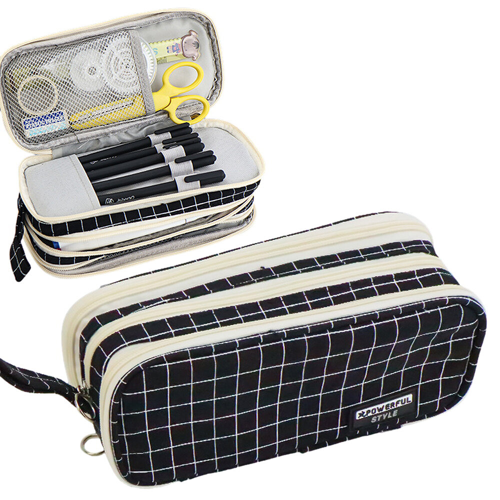 Чехол для карандашей с большим объемом, размер 225x70x105mm/8.8x2.7x4.1in, вес упаковки 128g/4.5oz, размер упаковки 21x8x9.5cm/8.2x3.1x3.7in, в комплект входят 1 чехол для карандашей, цвета: Белая сетка, Черная сетка, Серый, Розовый (по выбору) с