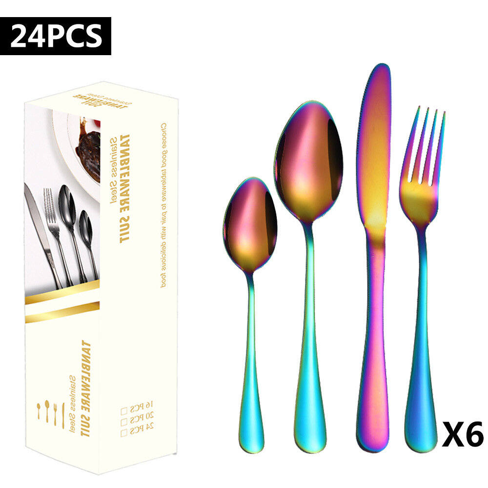 Международный бестселлер: набор столовых приборов из нержавеющей стали 1010, 24 предмета, набор ножей, вилок и ложек в западном стиле, подарочный набор столовых приборов.