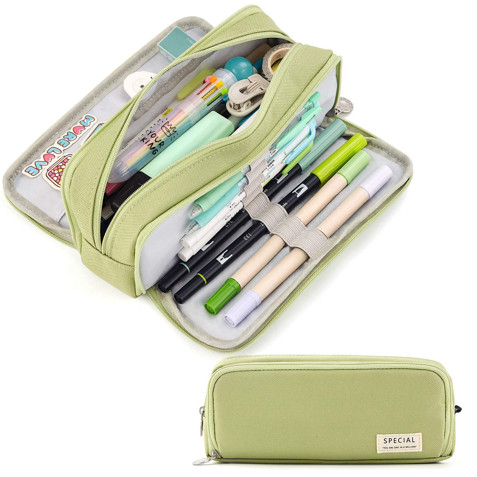Чехол для карандашей Большой объем 3 отсека Футляр для ручек Школа Подросток Девушка Мальчик Мужчины Женщины Размер 8.46*2.76*3.54 дюйма (21.5*7*9 см) Вмещает до 50 карандашей или ручек Заметки Канцелярские принадлежности Косметический сумка Сумка для