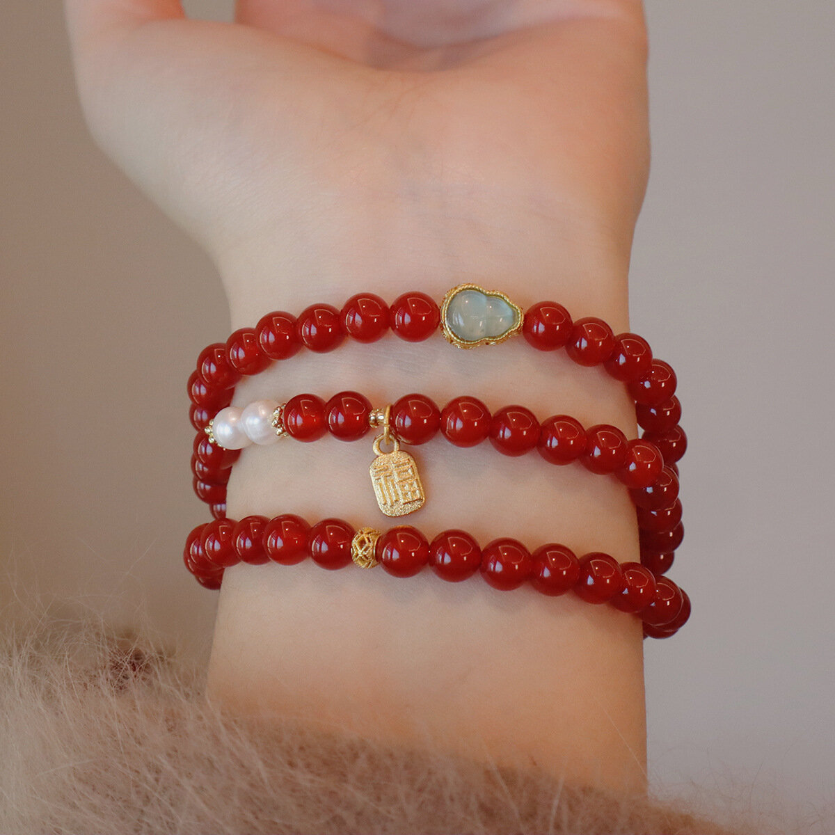 Браслет для гадания, YM Mall из камня с клубничным кристаллом Привлечение любви и удачи