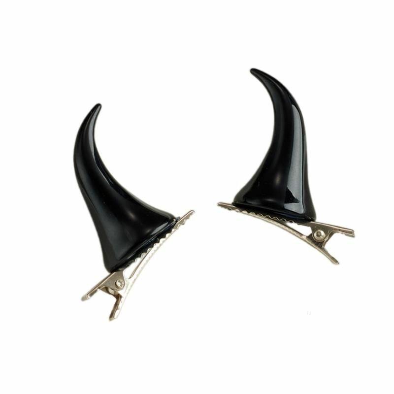 2pcs/Set Duckbills Bull Horn Hair Pin, Черный