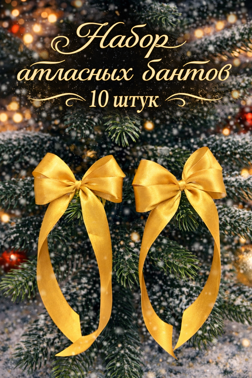 Бантики для елки - 10 штук/бантики для декора/бантики для бабл шаров/новогодние украшения/атласные/цветные
